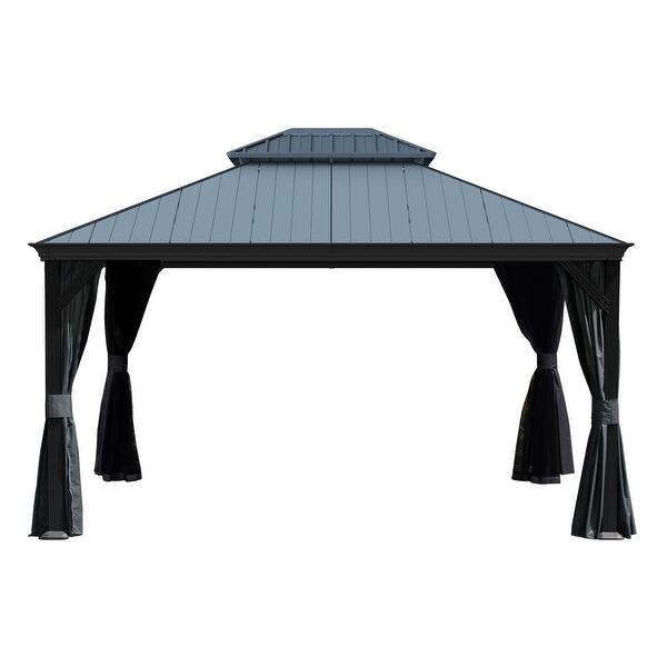 Hardtop Gazebo With Resin Roof Drainage Gutters And Permanent Heavy ...