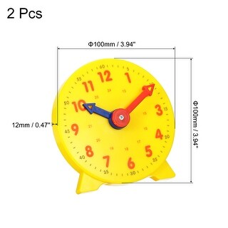 4 inch Teaching Clock Learning Time 24 Hour 2 Pointers, Yellow 2pcs ...