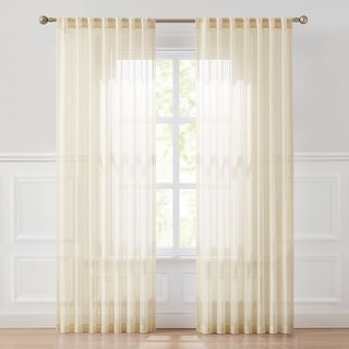 Lush Decor Calia Textured Stripe Sheer Pair Window Curtain Panels - 84 ...