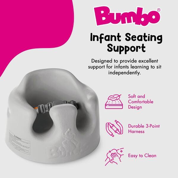 Bumbo Infant Soft Foam Floor Seat with 3 Point Adjustable Harness, Gray ...
