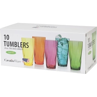 CreativeWare Twist 10 Piece Tumbler Set, 24 Ounce - 24 ounce - Bed Bath ...