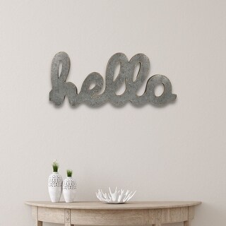 Gray Metal Hello Wall Sign - Bed Bath & Beyond - 36272344