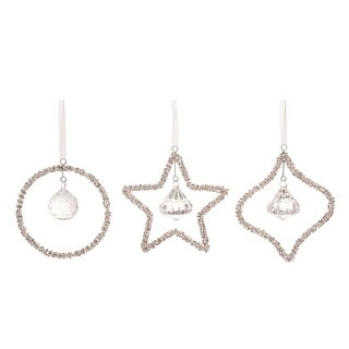 Transpac Metal Beaded Crystal Ornament Set of 3 Christmas Home ...