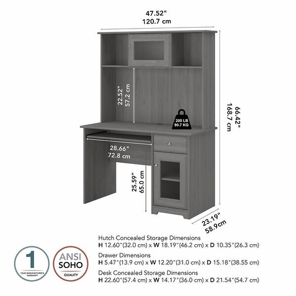 Cabot 48W Small Computer Desk with Hutch by Bush Furniture - Bed Bath ...