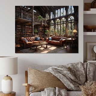 Designart "Libraries Literary Haven II" Architecture Canvas Wall Art ...