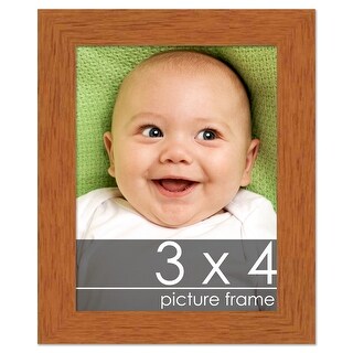 3x4 Traditional Honey Pecan Complete Wood Picture Frame with UV Acrylic ...