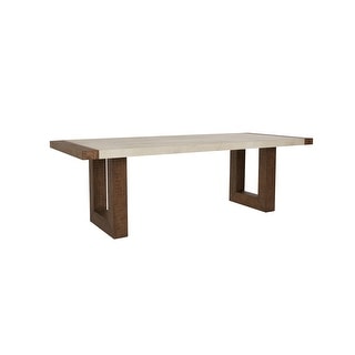 94 Inch Modern Dining Table with Concrete Laminate Top, Brown U Legs ...