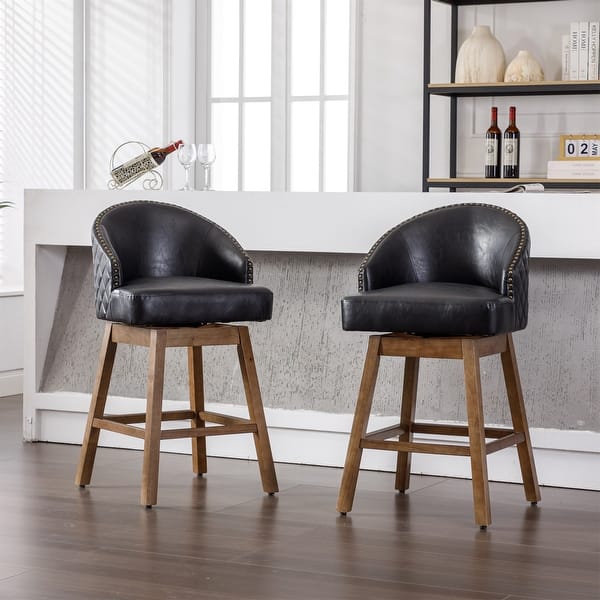 360 Degree Swivel Counter Height Bar Stools with Footrest Set of 2 ...