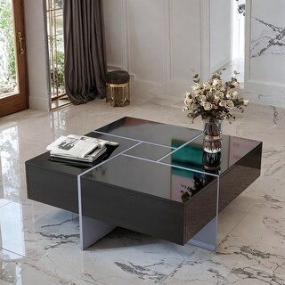 Extendable Sliding Tabletop Coffee Table, Black - Bed Bath & Beyond ...