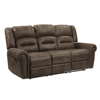 Cred 88 Inch Double Manual Recliner Sofa, Tab Pull, Plush Brown ...