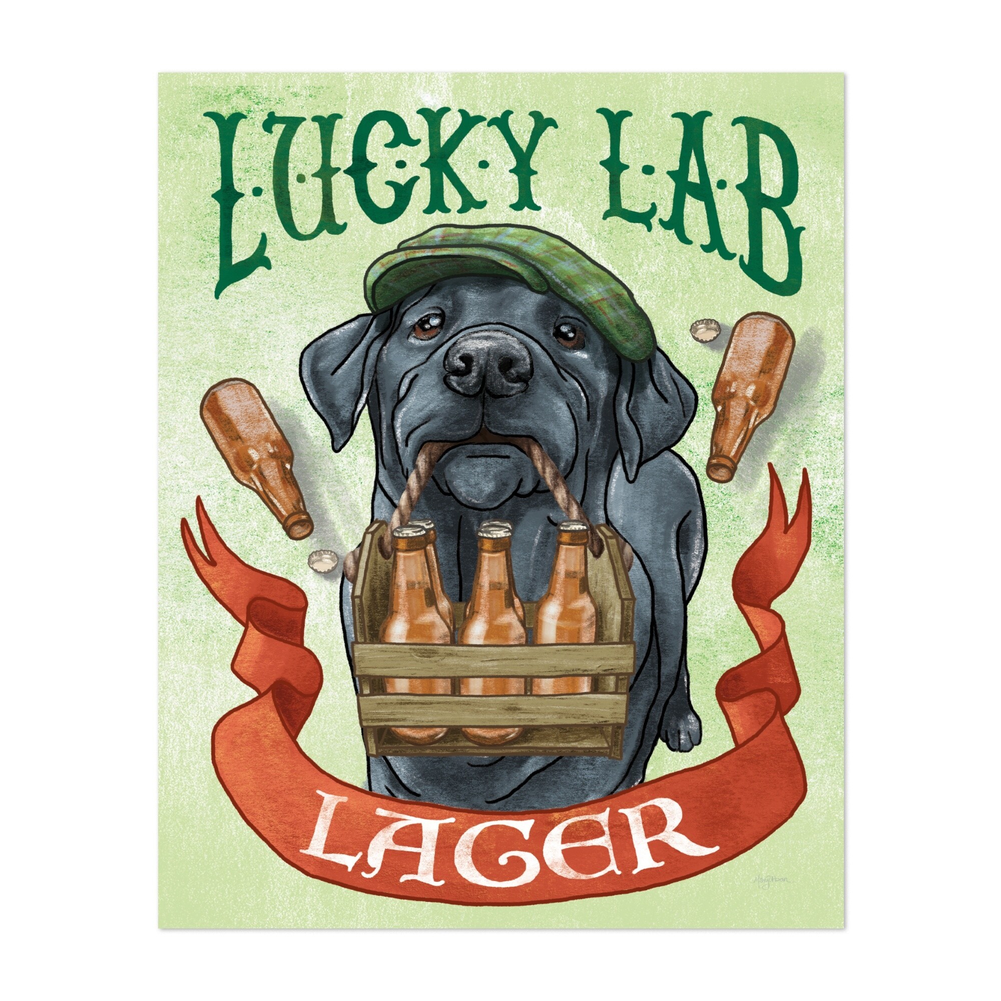 dogs drinking beer poster