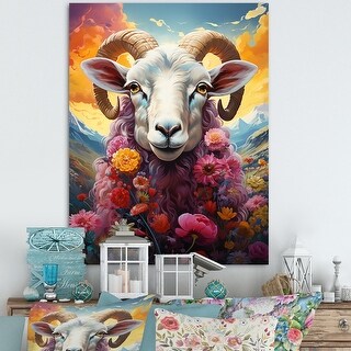 Designart "Pink Sheep Enchanted Ewes" Sheep Canvas Print - Bed Bath ...