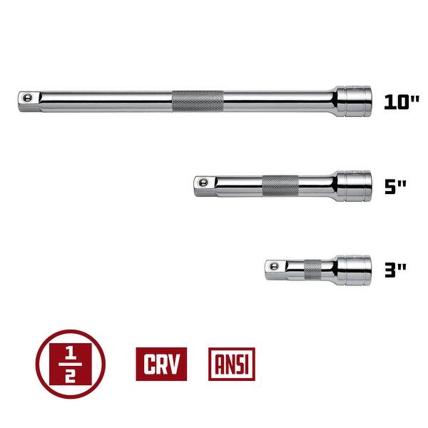 Powerbuilt 3 Piece 1/2 Inch Drive Socket Extension Bar Set - 640846 ...