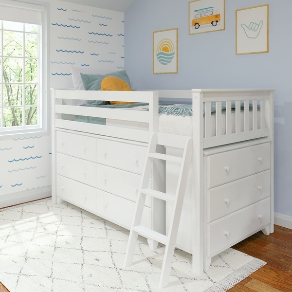 Max and Lily Twin Size Low Loft with 3 Drawer and 6 Drawer Dressers On Sale Bed Bath Beyond 36018358