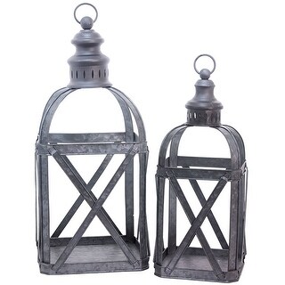 Set of 2 Gray Galvanized Open Lanterns - Bed Bath & Beyond - 37918712