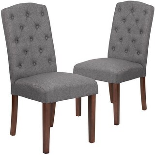 2 Pack HERCULES Grove Park Series Gray Fabric Tufted Parsons Chair ...
