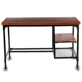 Industrial Wood and Metal Desk Computer Desk with Stable Metal Frame 4 ...