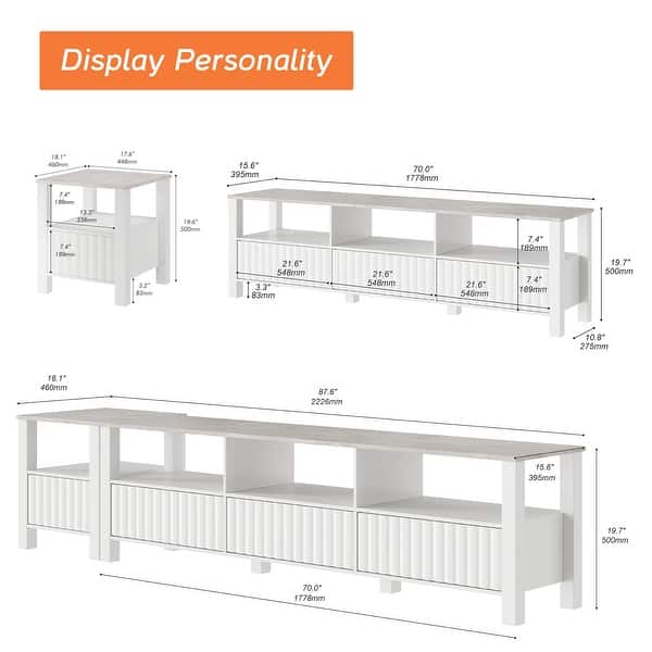 TV Stand for 90 inch TV Entertainment Center Wood TV Console Table for ...