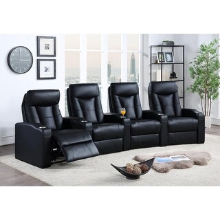 Medina Black Upholstered 4-seater Home Theater - Bed Bath & Beyond ...