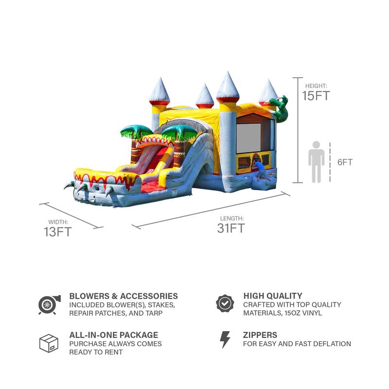 JumpOrange T-Rex Dinosaur Commercial Grade Inflatable Water Slide ...
