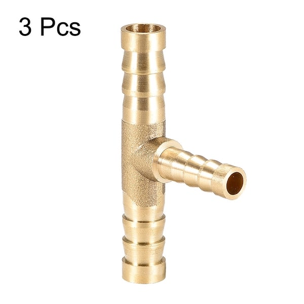 8x6x8mm Hose Reducer Barb Fitting Tee T-Shaped 3 Way Barbed 3pcs - Gold ...