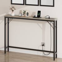 Console Table with 2 Outlet and 2 USB Ports,Entryway Table Narrow ...