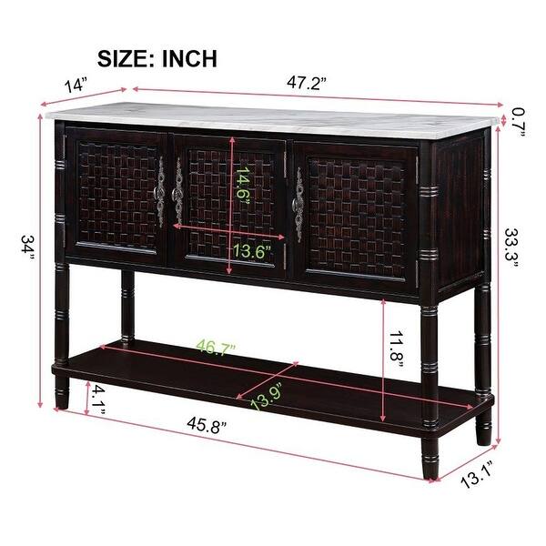 Espresso Console Table Side Table Entryway Table w/ Storage Cabinets ...