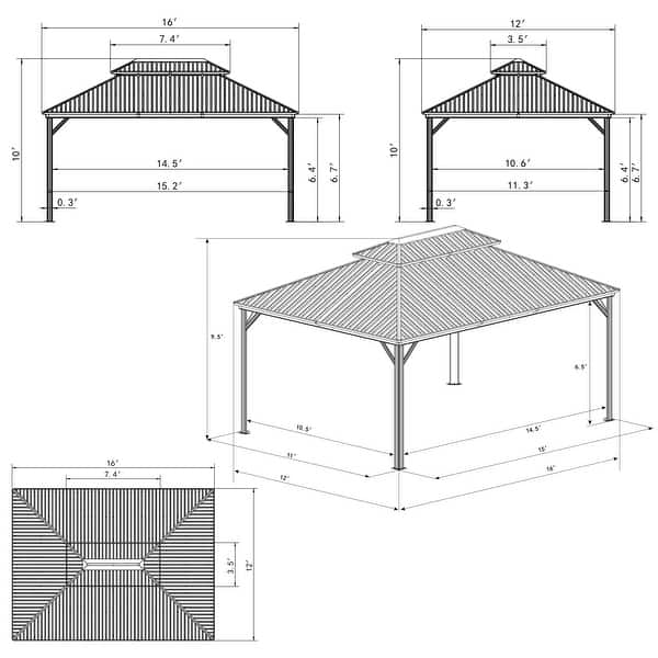 Kozyard Caesar Hardtop Gazebo with Steel Roof, Netting and Curtain ...