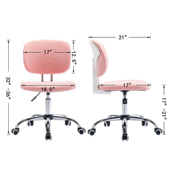Pink Office Desk Chair Bling Desk, Adjustable Height Armless Vanity ...