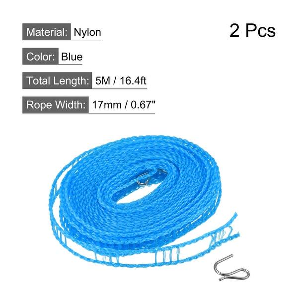 Portable Clothesline, 5M Nylon Windproof Non-Slip Washing Line, 2 Pcs ...