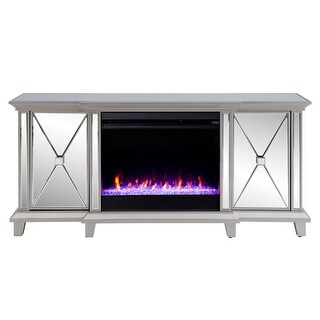 58" Silver Contemporary Style Mirrored Electric Fireplace - Bed Bath ...