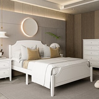 Roman Style Solid Wood Platform Bed,No Box Spring Needed - Bed Bath ...