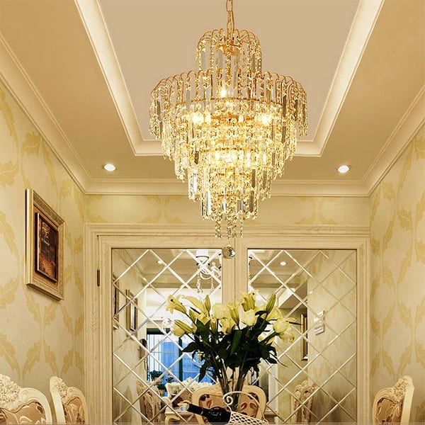 Elegant Crystal Chandelier Modern LED Ceiling Light Fixture Pendant ...