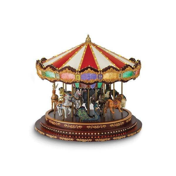Curata Marquee Deluxe Lighted Rotating Carousel - Plays 20 Christmas ...