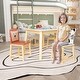 5 Piece Cute Kids Table and Chair Set, Kids Wood Table with 4 Cartoon ...