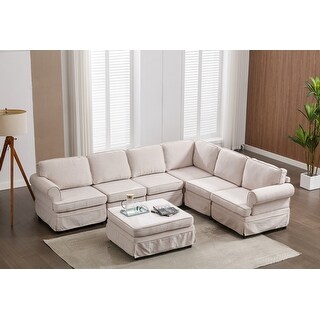 108" Upholstered Sofa Modular Customizable Chaise Sofa Couch - Bed Bath ...