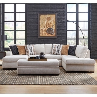 Victor 3-Piece Chaise Sectional with Ottoman, Sand - Bed Bath & Beyond ...