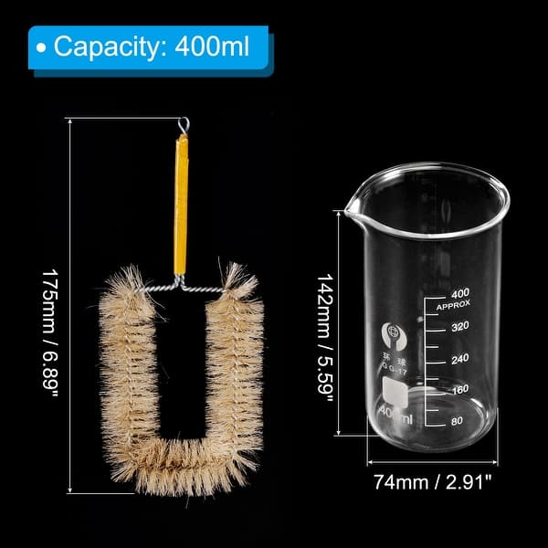 400ml Tall Form Glass Beaker with Brush, 3.3 Glass Graduated Measuring ...