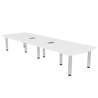10 Person Arc Rectangle Conference Table with Power Modules Post Legs ...