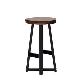 Rustic Distressed Solid Wood Round Dining Stool - Mahogany - Bed Bath ...