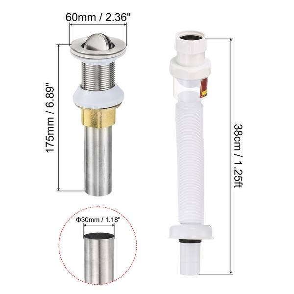 Flip Cover Drain Stopper Sink Strainer w 81cm Pipe for Basins without ...