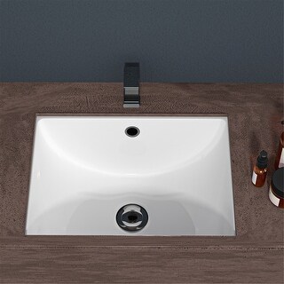 Rectangular Ceramic Undermount Bathroom Sink with Overflow - N/A - Bed ...