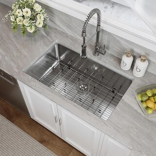 32" Undermount Kitchen Sinks Single Bowl Stainless Steel Sink 10" Deep ...