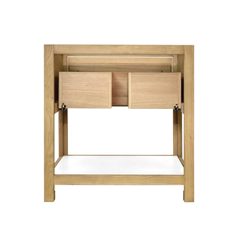 Solace Oak Vanity with Concrete Shelf (Base Only) - Overstock - 31578216