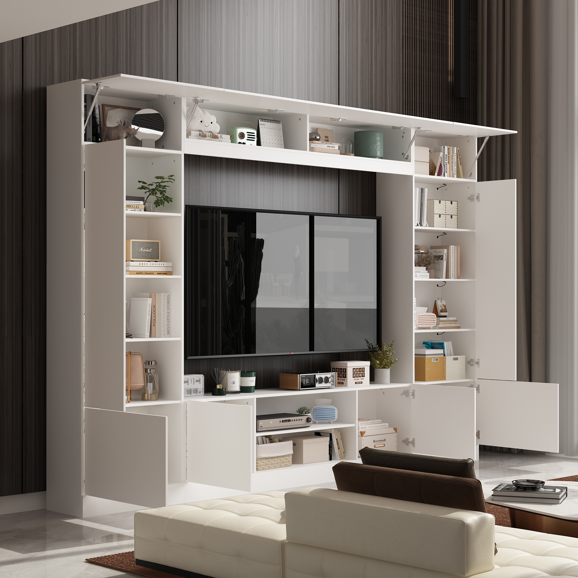 Wall Unit TV Stand with Bookshelves for TVS Up to 70