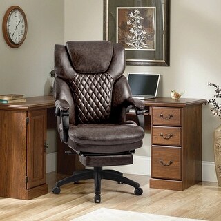 High Back Big & Tall 400lb Office Chair with Footrest Bonded Leather ...
