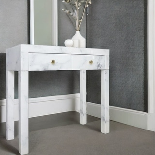 Tempered Glass Dressing Table with Marble Textured and Handle - N/A ...