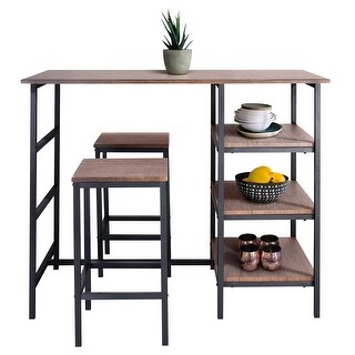 Zenvida Pub Table Set 3 Piece, 2 Stools Space Saver Kitchen Island With ...