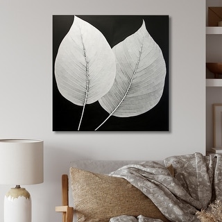 Designart "Leave Silhouette In Silver II" Leaves Wall Art - Bed Bath ...