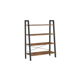 4-Tier Ladder Bookshelf with X-Shaped Bars and Robust Steel Frame ...